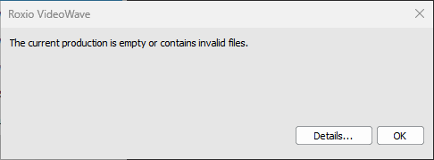 KB Corel: Roxio Creator NXT: Unable to edit video in VideoWave due to error "The current ...